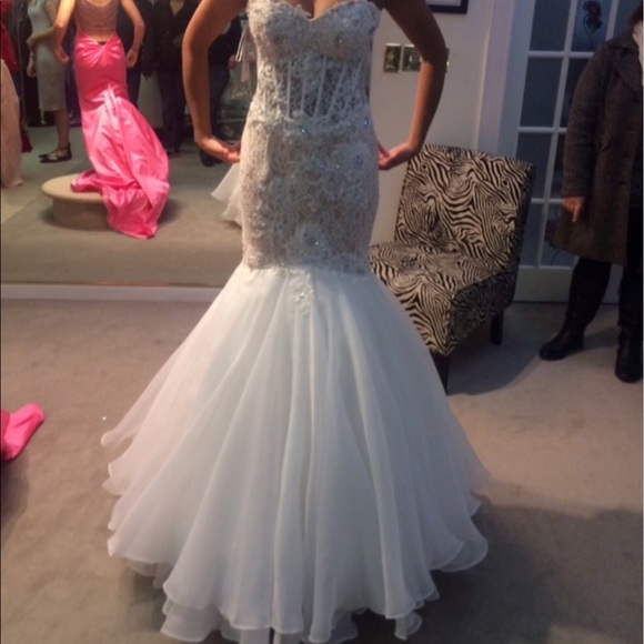 Dresses | Mermaid Cream Colored Prom Dress | Poshmark